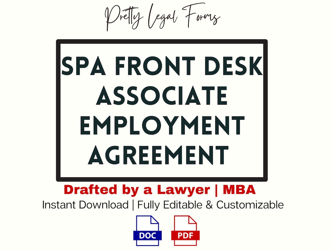 Spa Front Desk Associate Employment Agreement Contract Template Spa ...