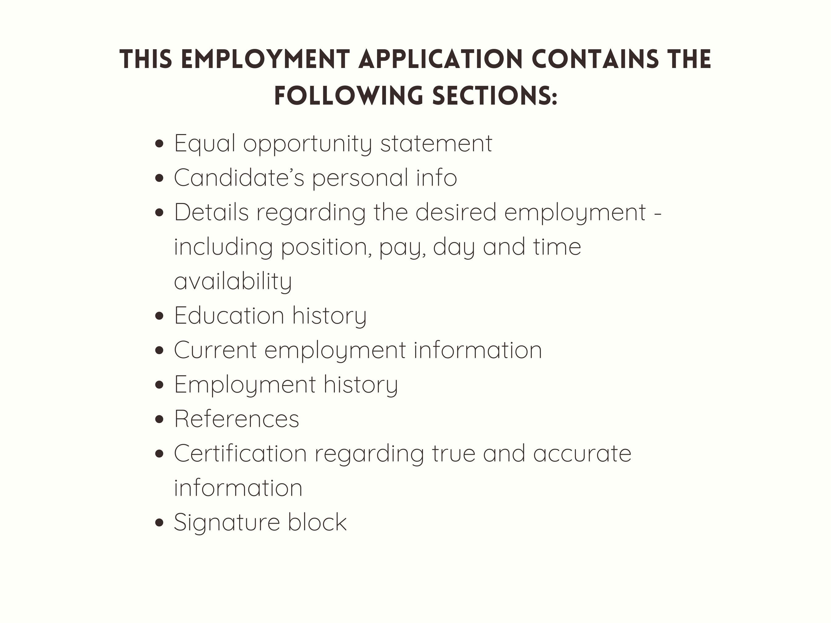 Employment Application Hiring Application Job Application Form for New ...