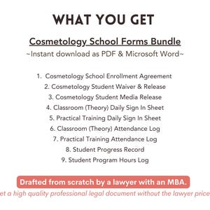 Cosmetology School Forms Bundle Beauty School Enrollment Agreement ...