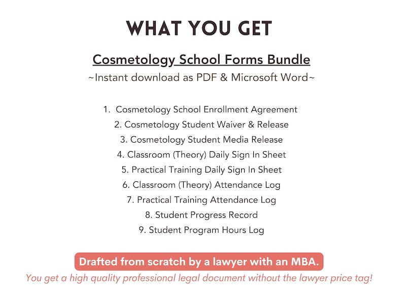 Cosmetology School Forms Bundle Beauty School Enrollment Agreement ...