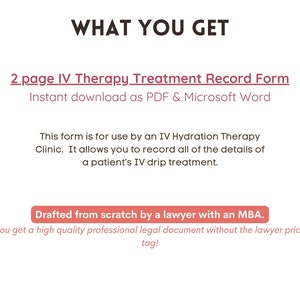 IV Therapy Treatment Record Template IV Drip Client Intake Form ...