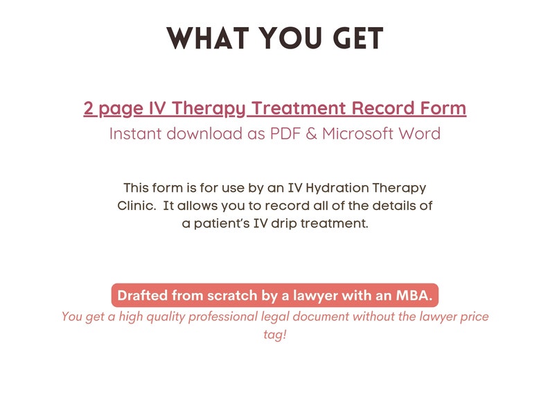 IV Therapy Treatment Record Template IV Drip Client Intake Form ...
