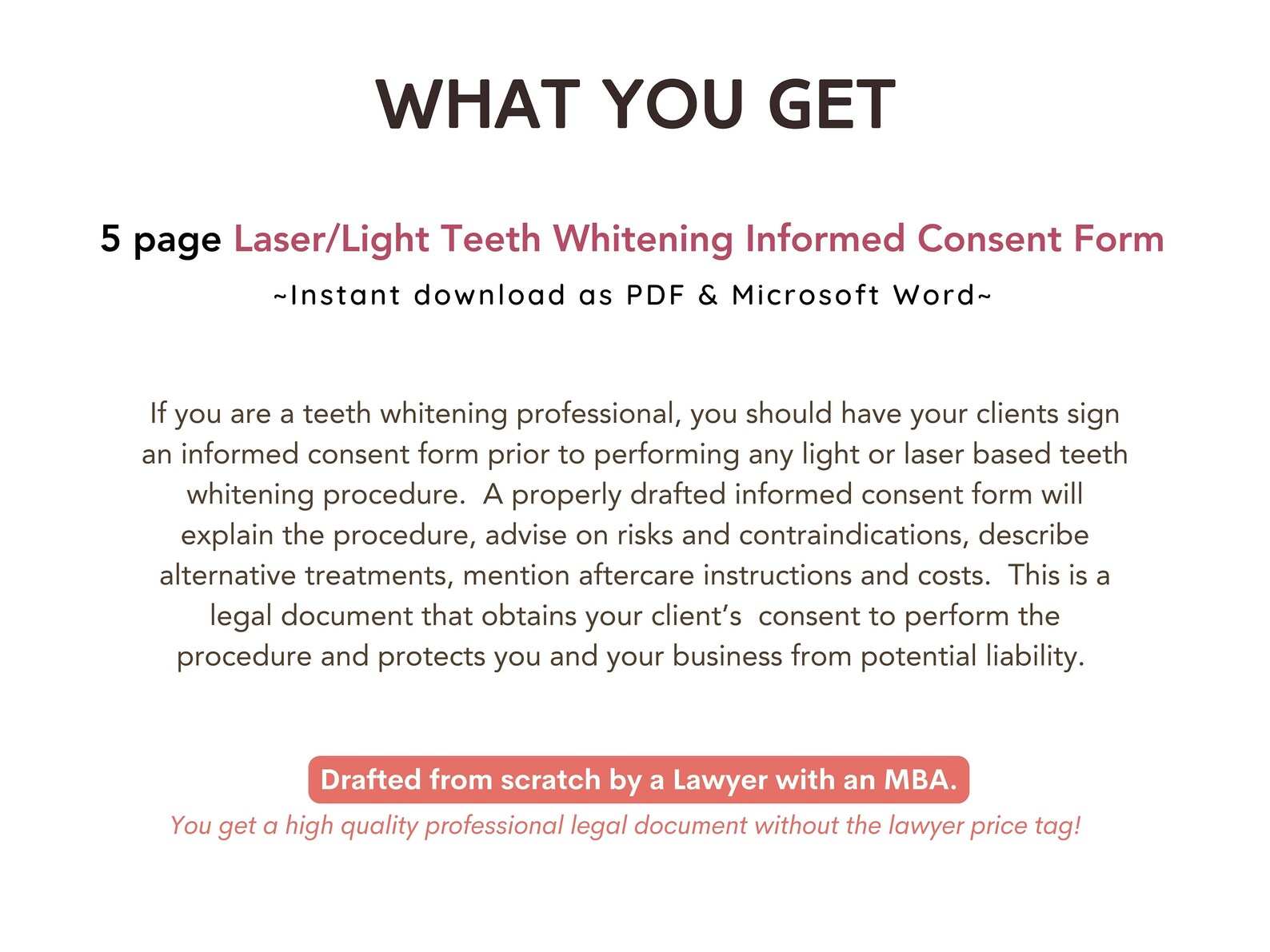 Teeth Whitening Consent Form, Laser Teeth Whitening Client Intake ...