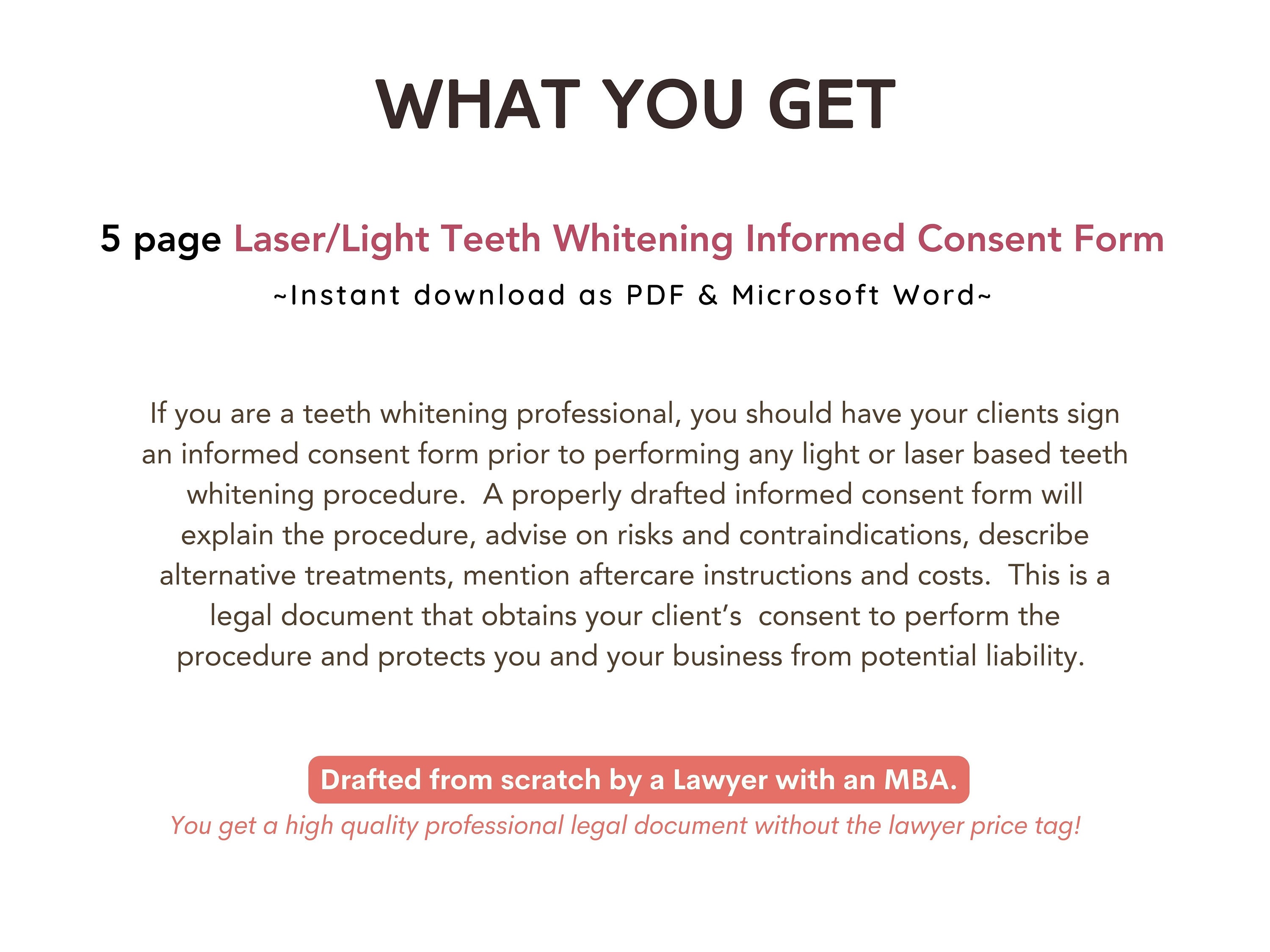 Teeth Whitening Consent Form, Laser Teeth Whitening Client Intake ...