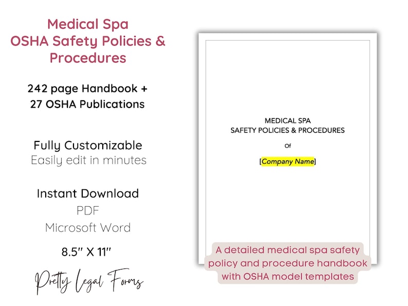 Medical Spa Safety Policies and Procedures Manual Med Spa Safety Sops ...