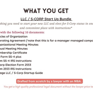 LLC Document Template Bundle S-corp Corporate Kit LLC Kit LLC Guide ...