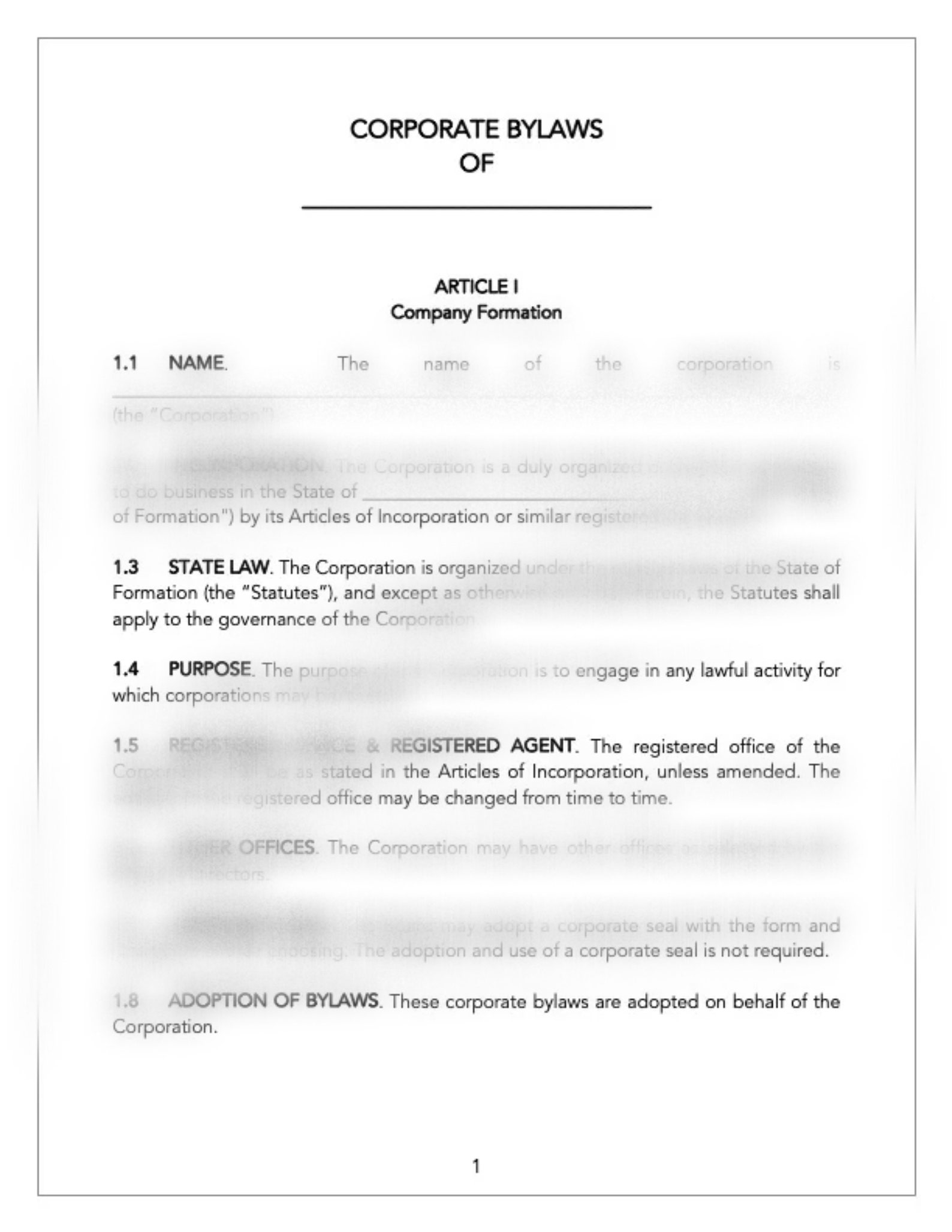 Corporate Bylaws for Corporation Legal Template Company Bylaws Editable ...