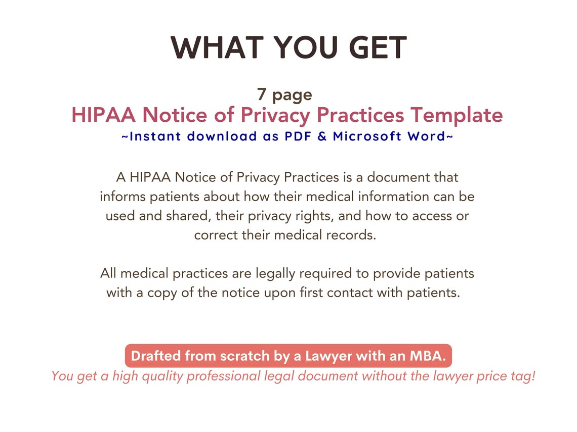 HIPAA Notice of Privacy Practices, HIPPA Forms, Med Spa Templates ...
