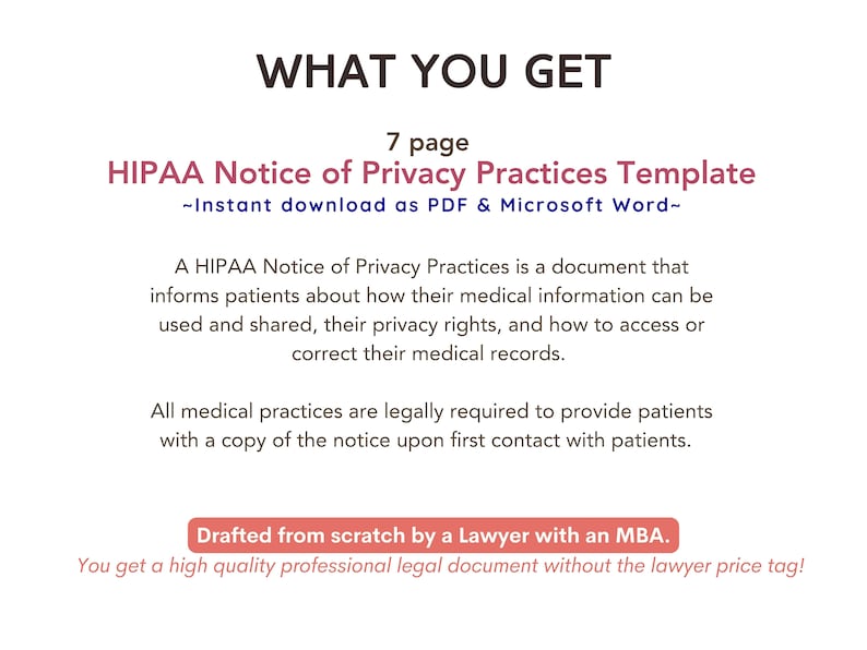 HIPAA Notice of Privacy Practices, HIPPA Forms, Med Spa Templates ...