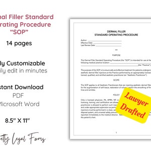 Dermal Filler SOP, Med Spa Protocol, Medical Spa Policy Standard ...