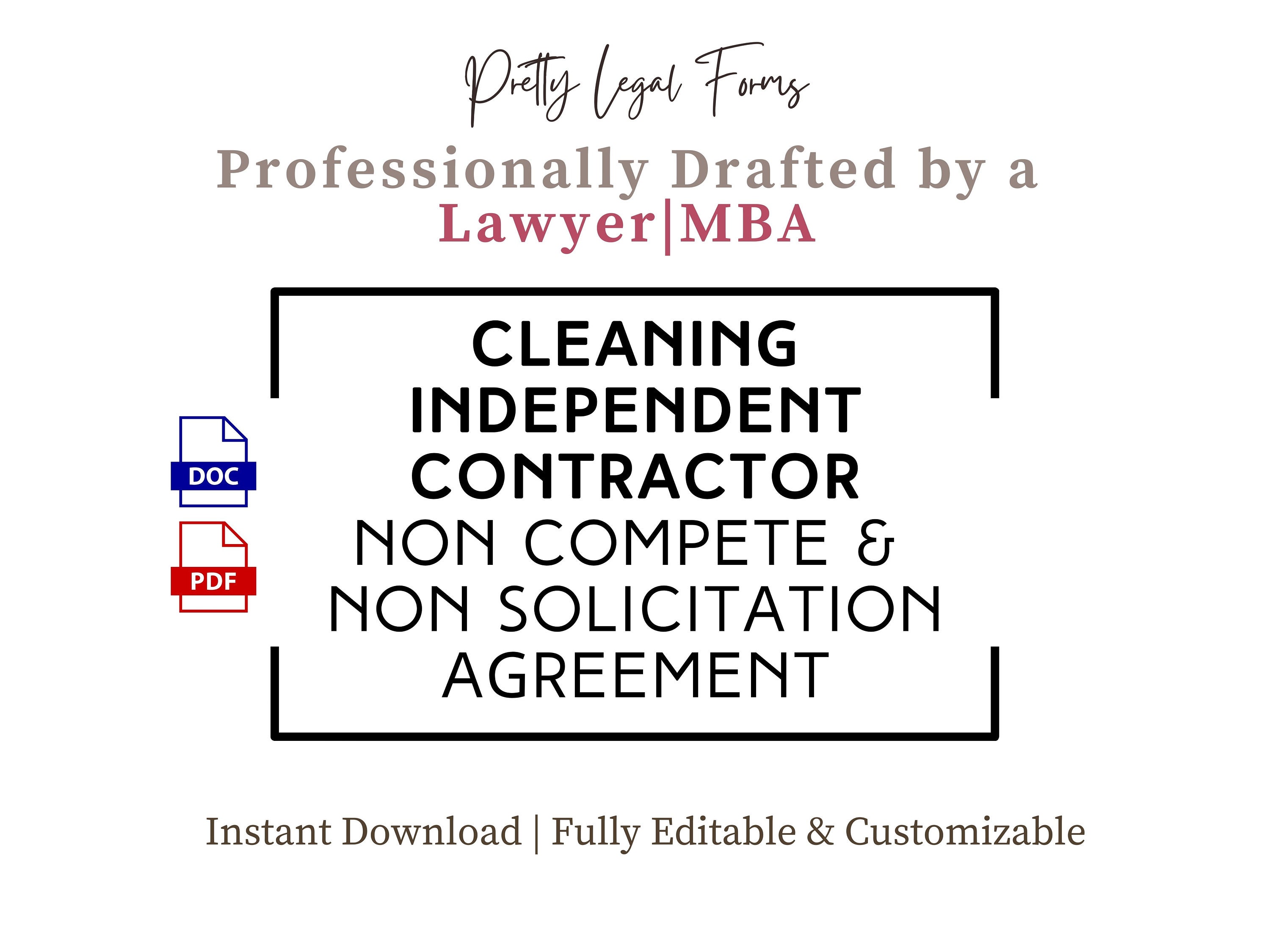 Cleaning Subcontractor Non Compete Contract Template, Commercial ...