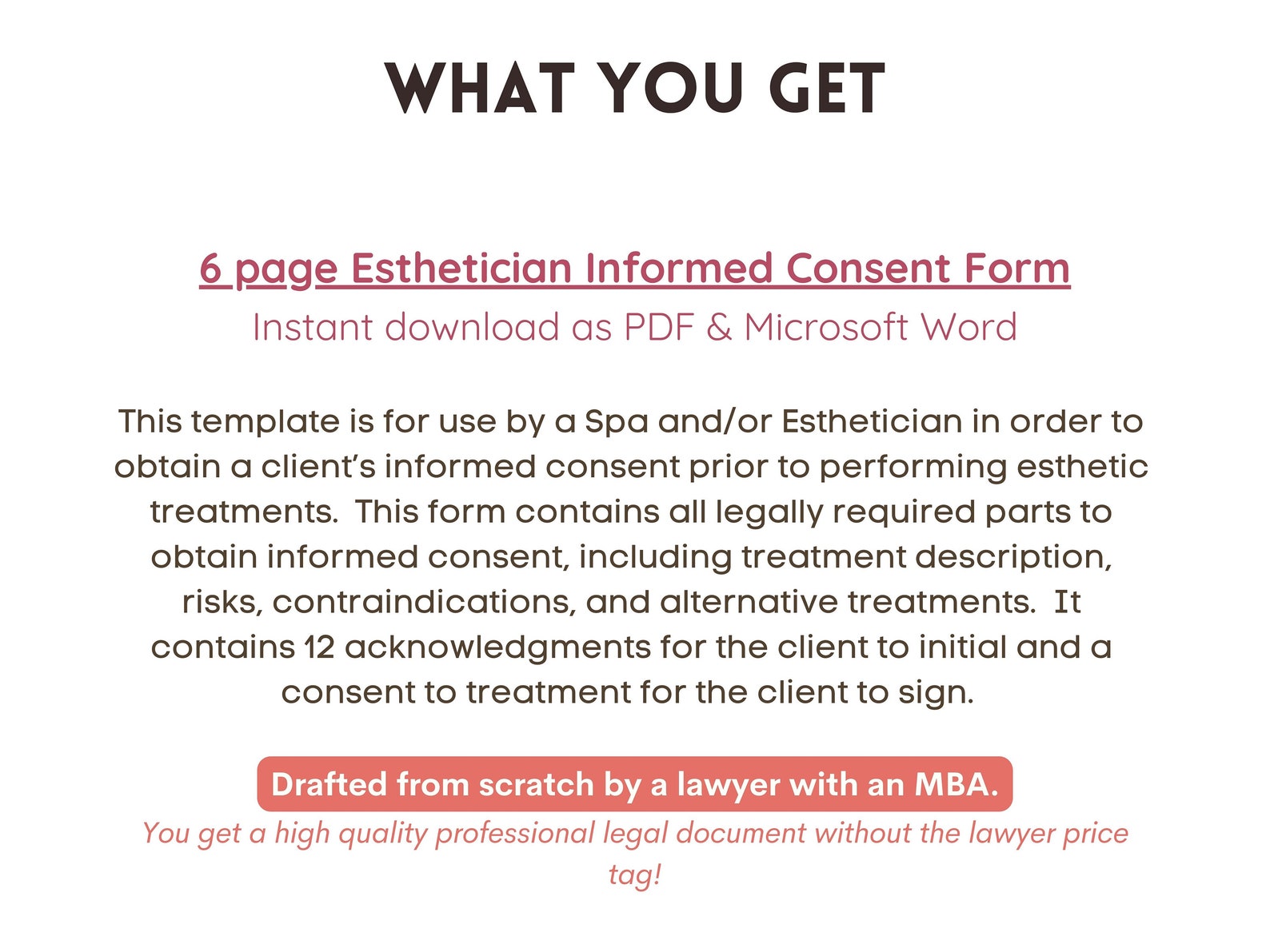 Esthetician Consent Template Aesthetician Informed Consent Form Spa ...