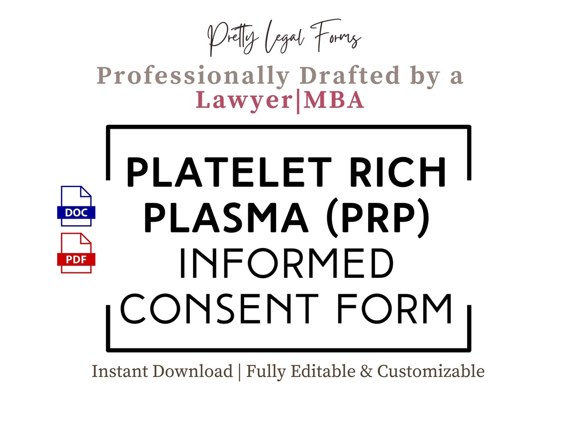 PRP Consent Form Platelet Rich Plasma Informed Consent PRP Injections ...