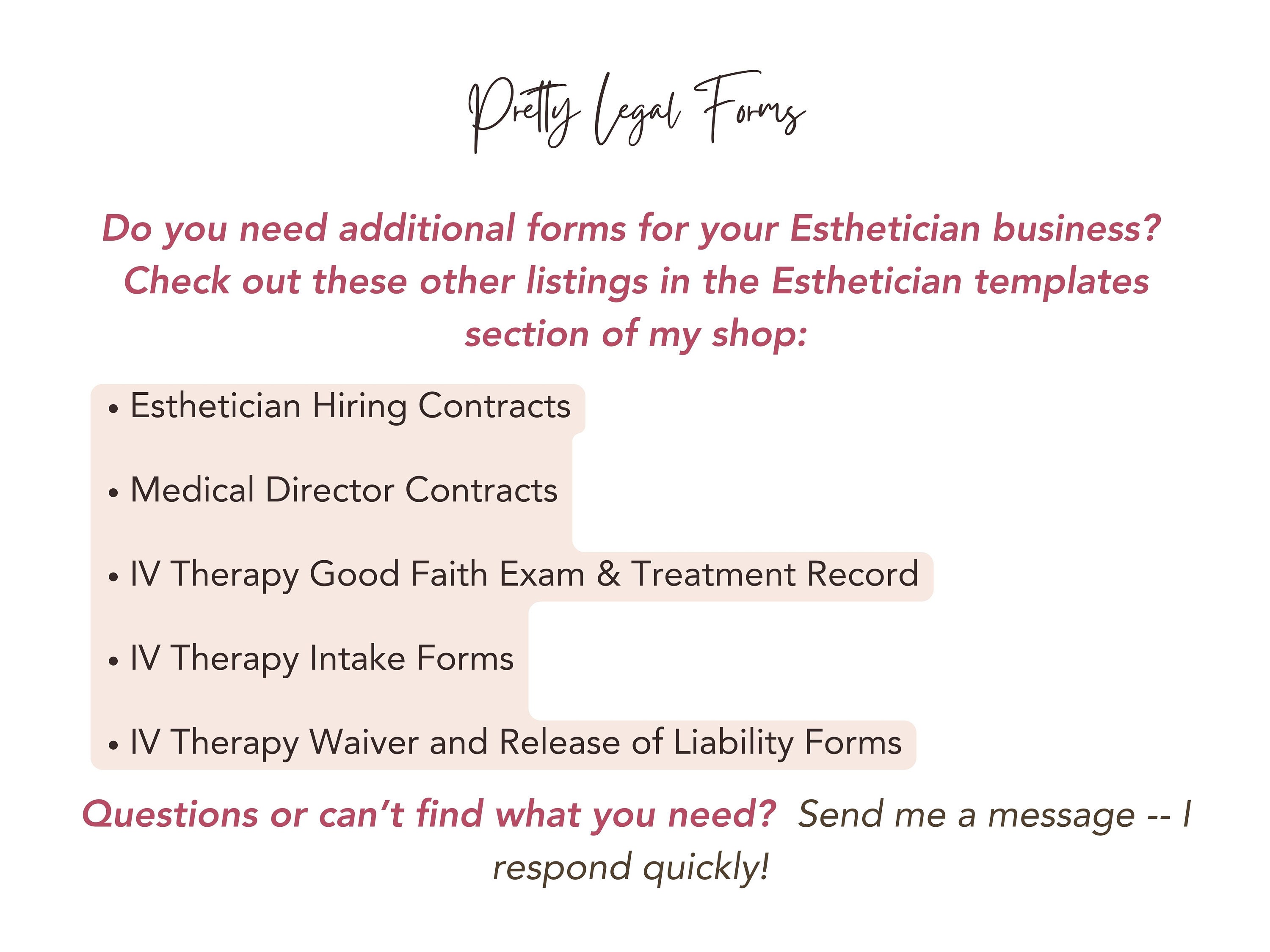 Esthetician Consent Template Aesthetician Informed Consent Form Spa ...