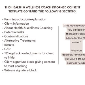 Health Coach Consent Form Wellness Coaching Informed Consent Template ...