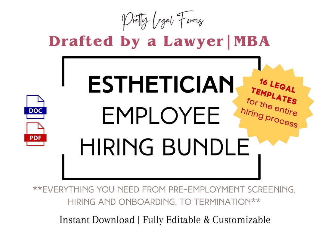 Esthetician Bundle Spa Hiring Forms for Esthetician New Hire Salon ...