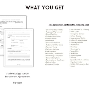 Cosmetology School Forms Bundle Beauty School Enrollment Agreement ...