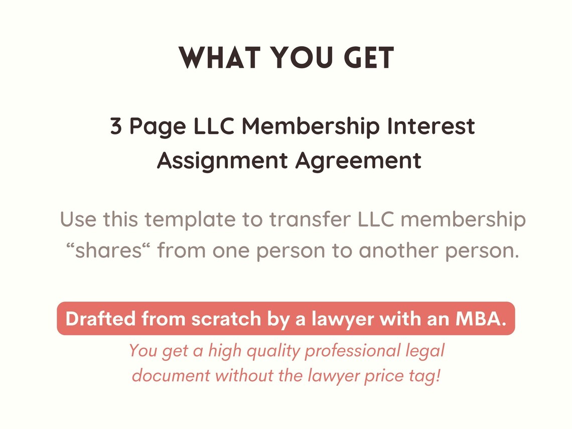 LLC Membership Transfer Form, LLC Membership Assignment, LLC Share ...