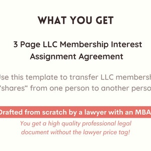 LLC Membership Transfer Form, LLC Membership Assignment, LLC Share ...