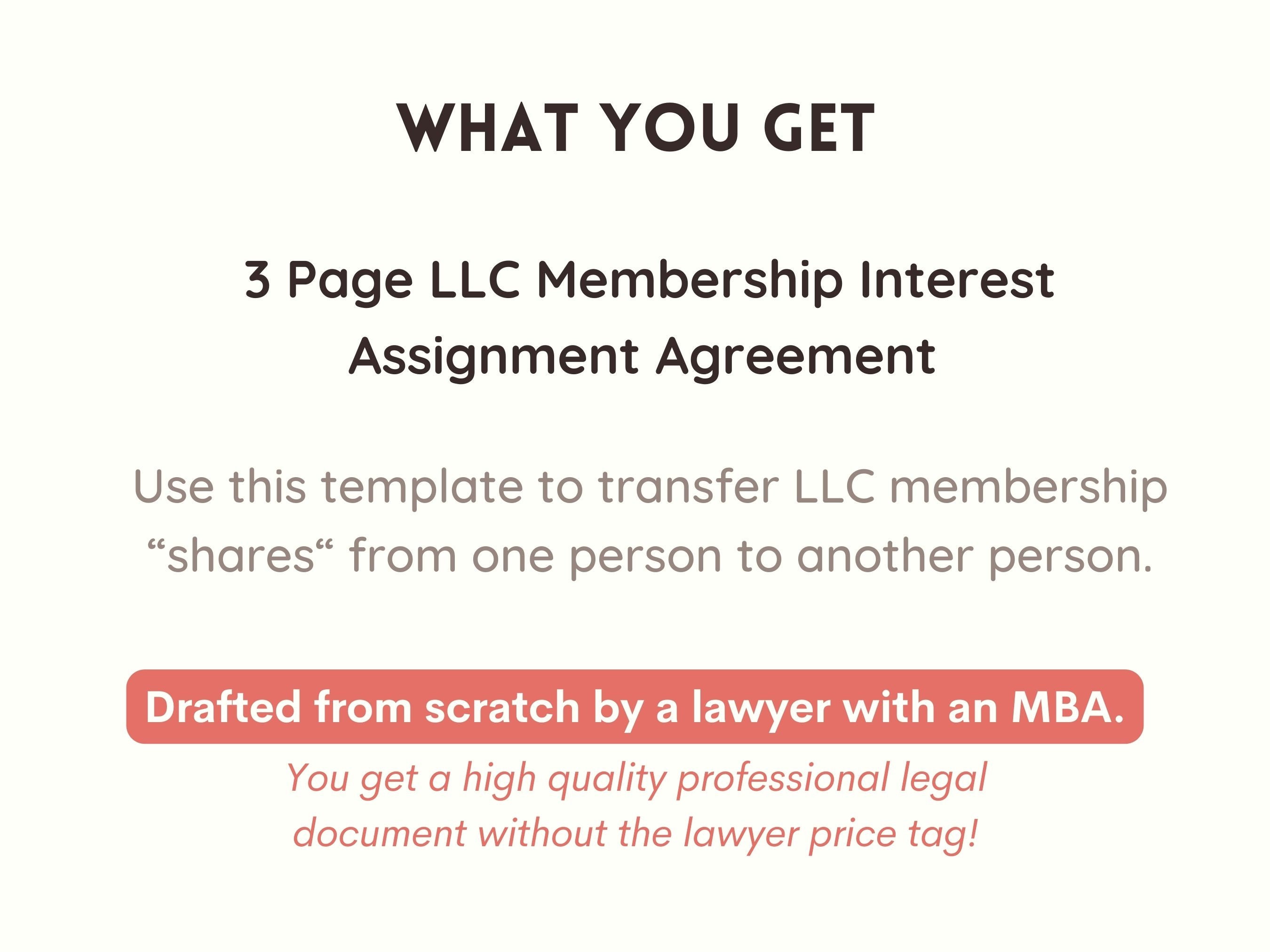 LLC Membership Transfer Form, LLC Membership Assignment, LLC Share ...
