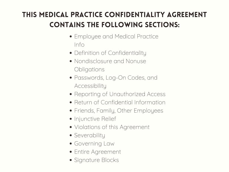 Healthcare Confidentiality Agreement, Medical Practice Confidentiality ...