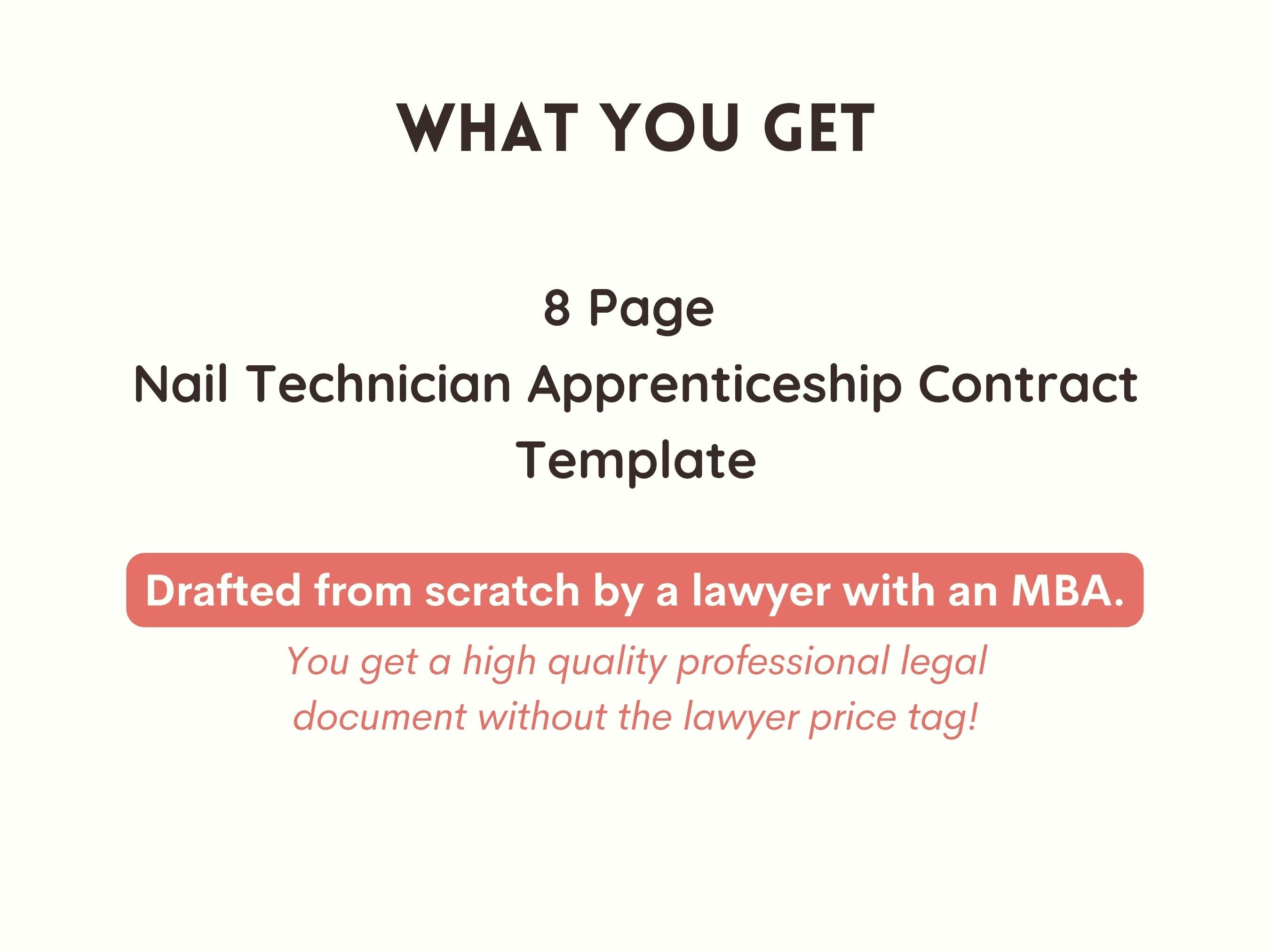 Nail Tech Apprenticeship Agreement, Nail Technician Contract, Nail ... Nail Tech Apprenticeship Agreement, Nail Technician Contract, Nail ...