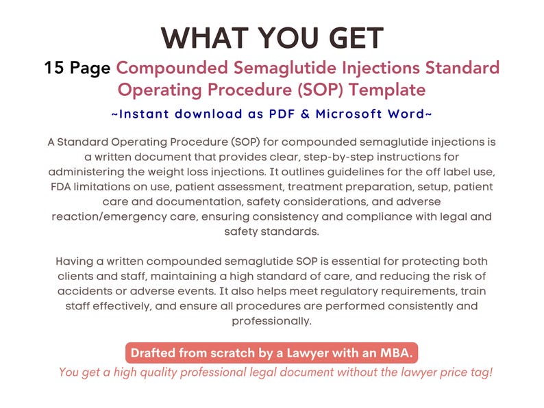 Compounded Semaglutide SOP Weight Loss Injections GLP-1 Protocol ...
