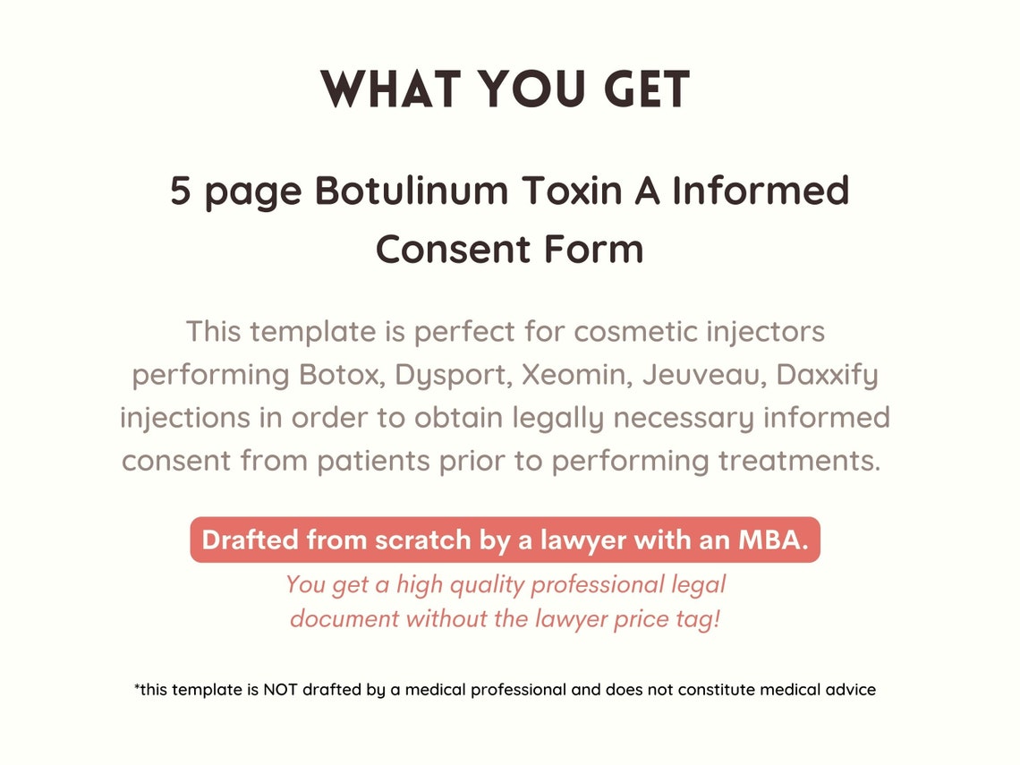 Botox Consent Form, Cosmetic Injector Informed Consent Form, Botulinum ...