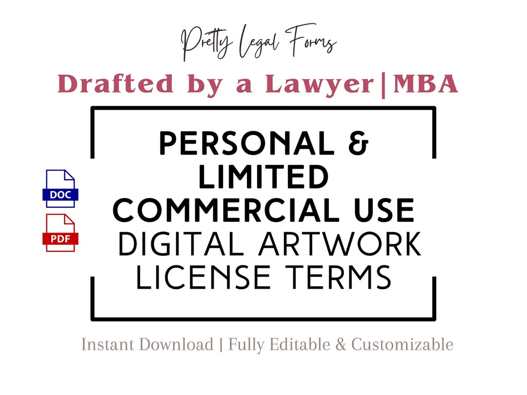 Limited Commercial Use Digital Download License Terms Template and ...