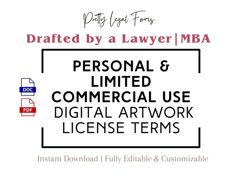 Limited Commercial Use Digital Download License Terms Template and ...