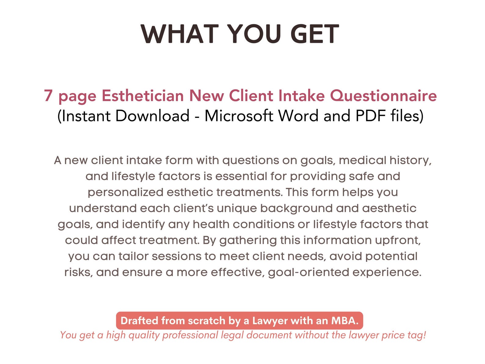 Esthetician Intake Questionnaire Spa New Patient Form Esthetician ...