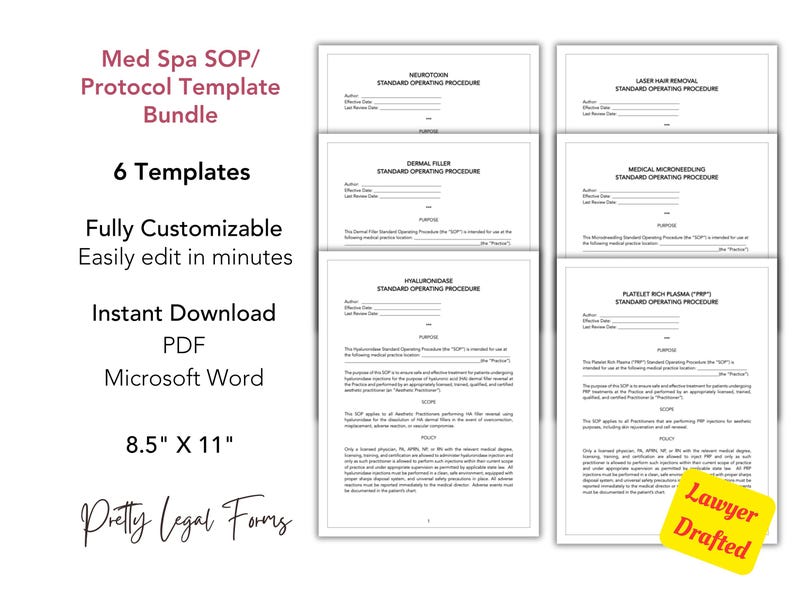 Medical Spa SOP Bundle Med Spa Protocols Aesthetic Injectable Policies ...