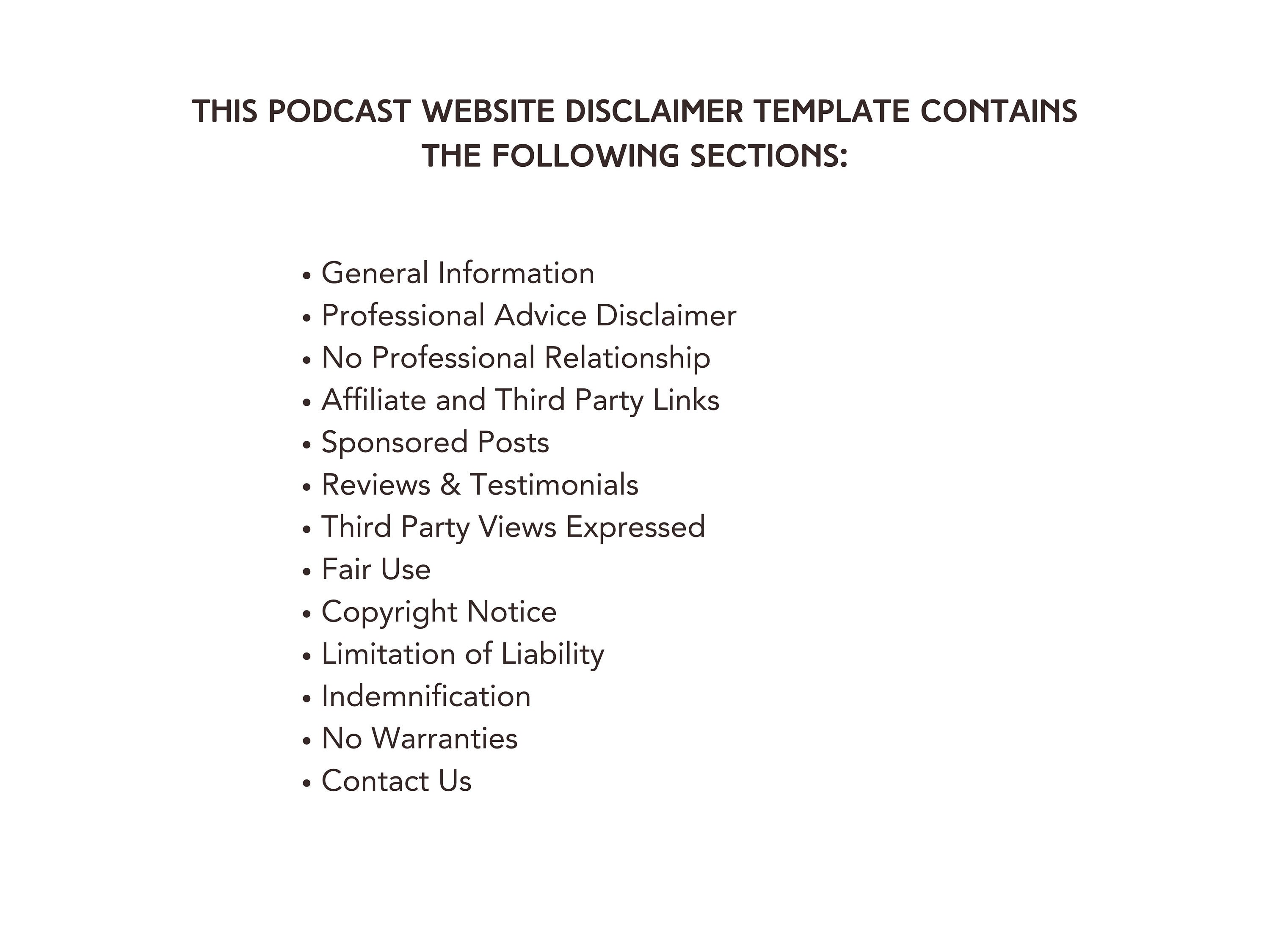 Podcast Disclaimer Template, Disclaimer for Podcaster Website ...
