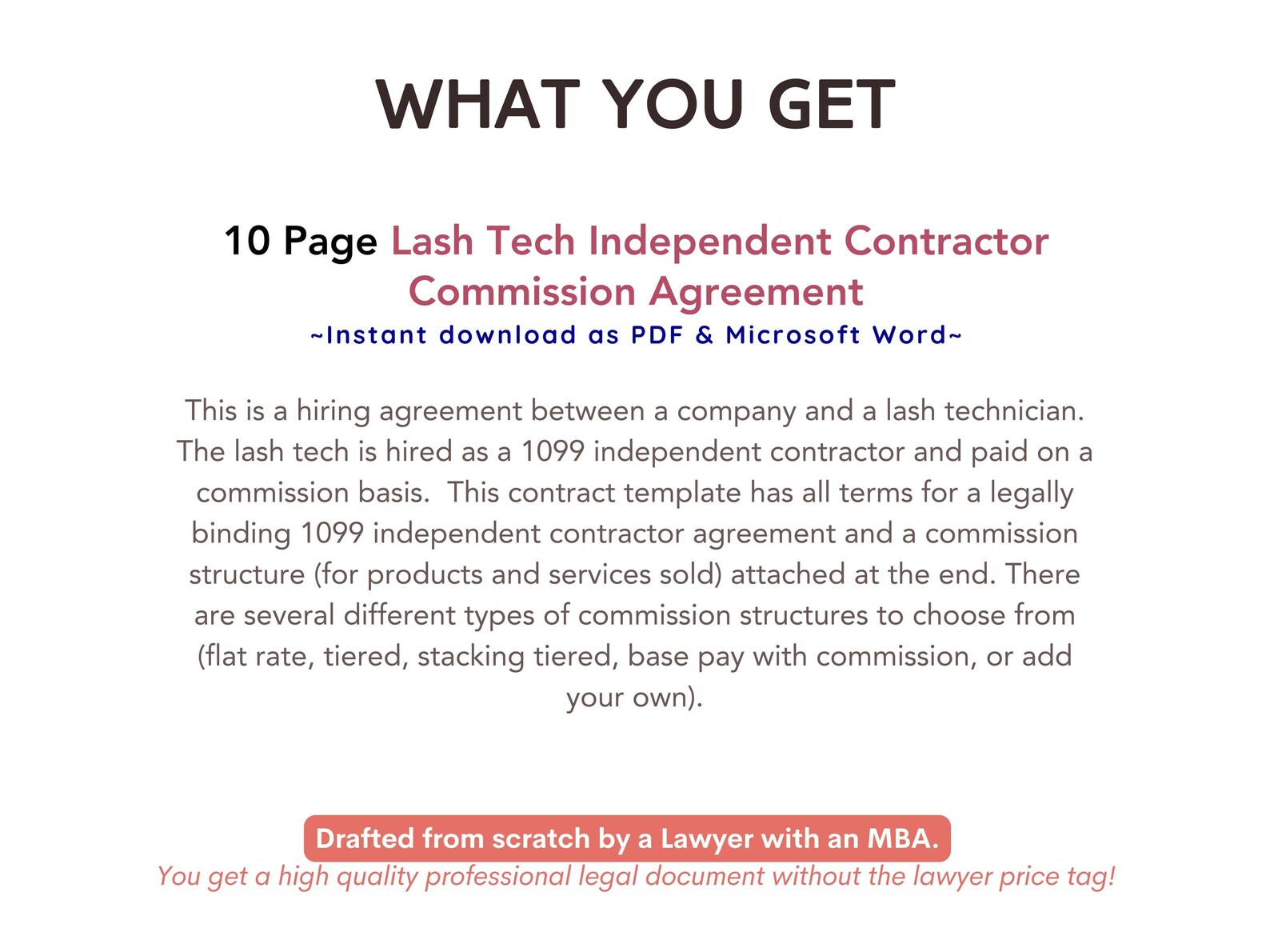 1099 Lash Tech Commission Contract Template Lash Artist Independent ...