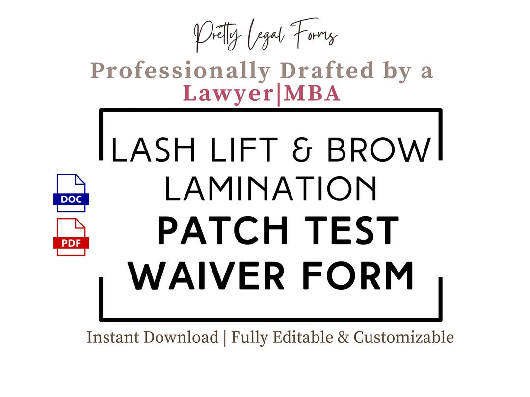Lash Patch Test Waiver Form Brow Lamination Patch Testing Form Eyelash ...