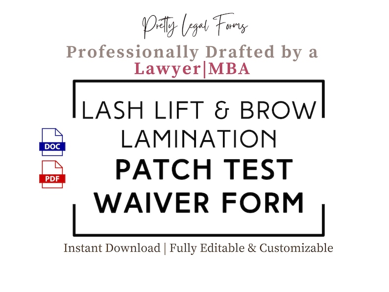 Lash Patch Test Waiver Form Brow Lamination Patch Testing Form Eyelash ...