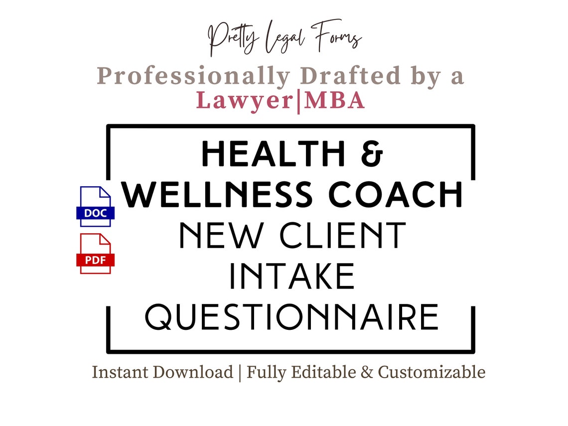 Health Coach Client Questionnaire for Wellness Coaching Intake Form ...