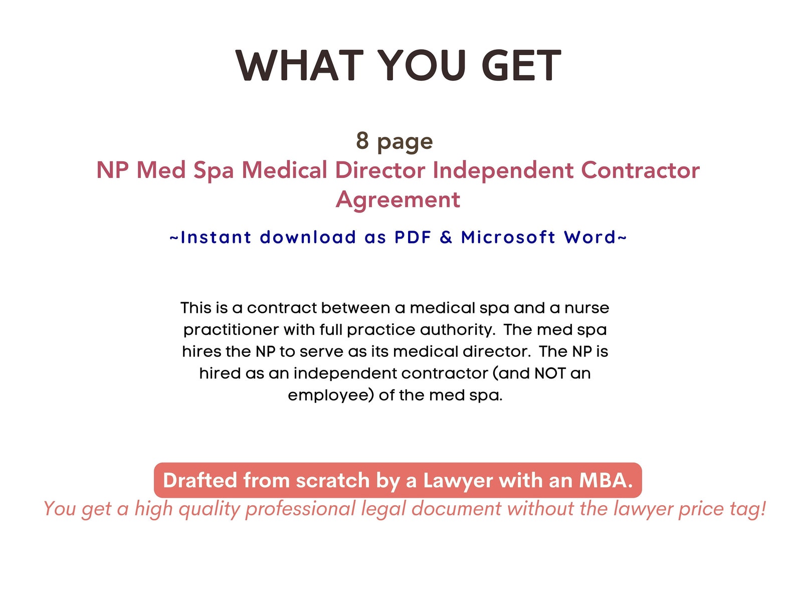 Nurse Practitioner Medical Director Contract NP Med Spa Director ...