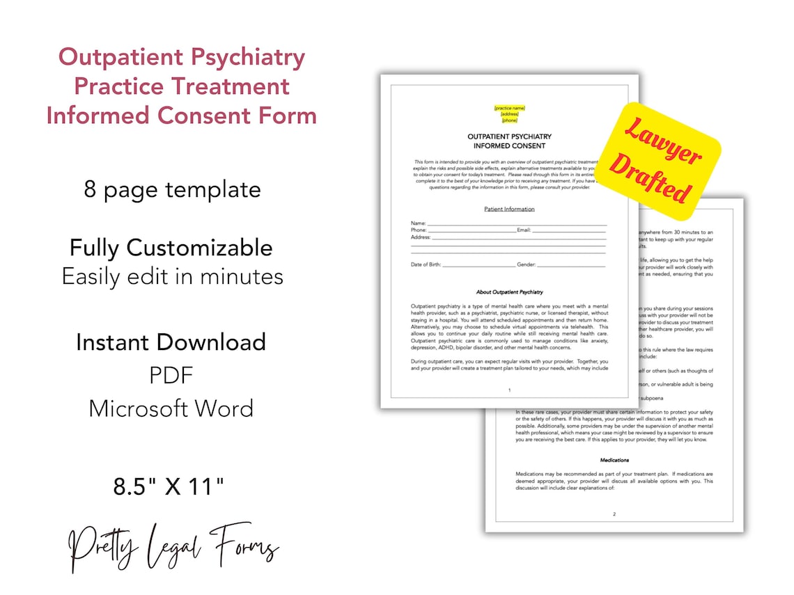 Psychiatry Consent Form Outpatient Psychiatry Treatment Informed ...