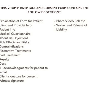 Vitamin B12 Intake and Consent B12 Injection Consent Template B12 Shot ...