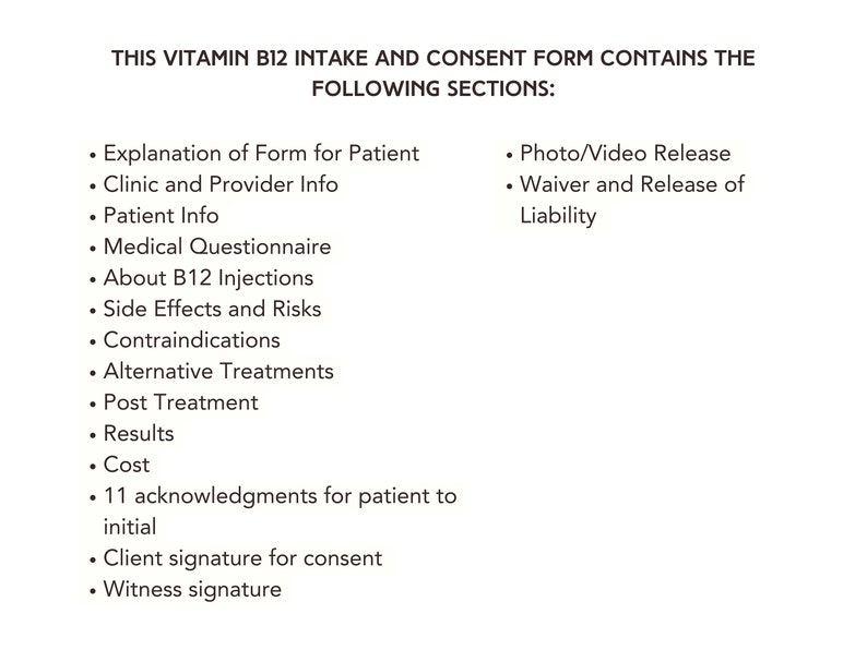 Vitamin B12 Intake and Consent B12 Injection Consent Template B12 Shot ...