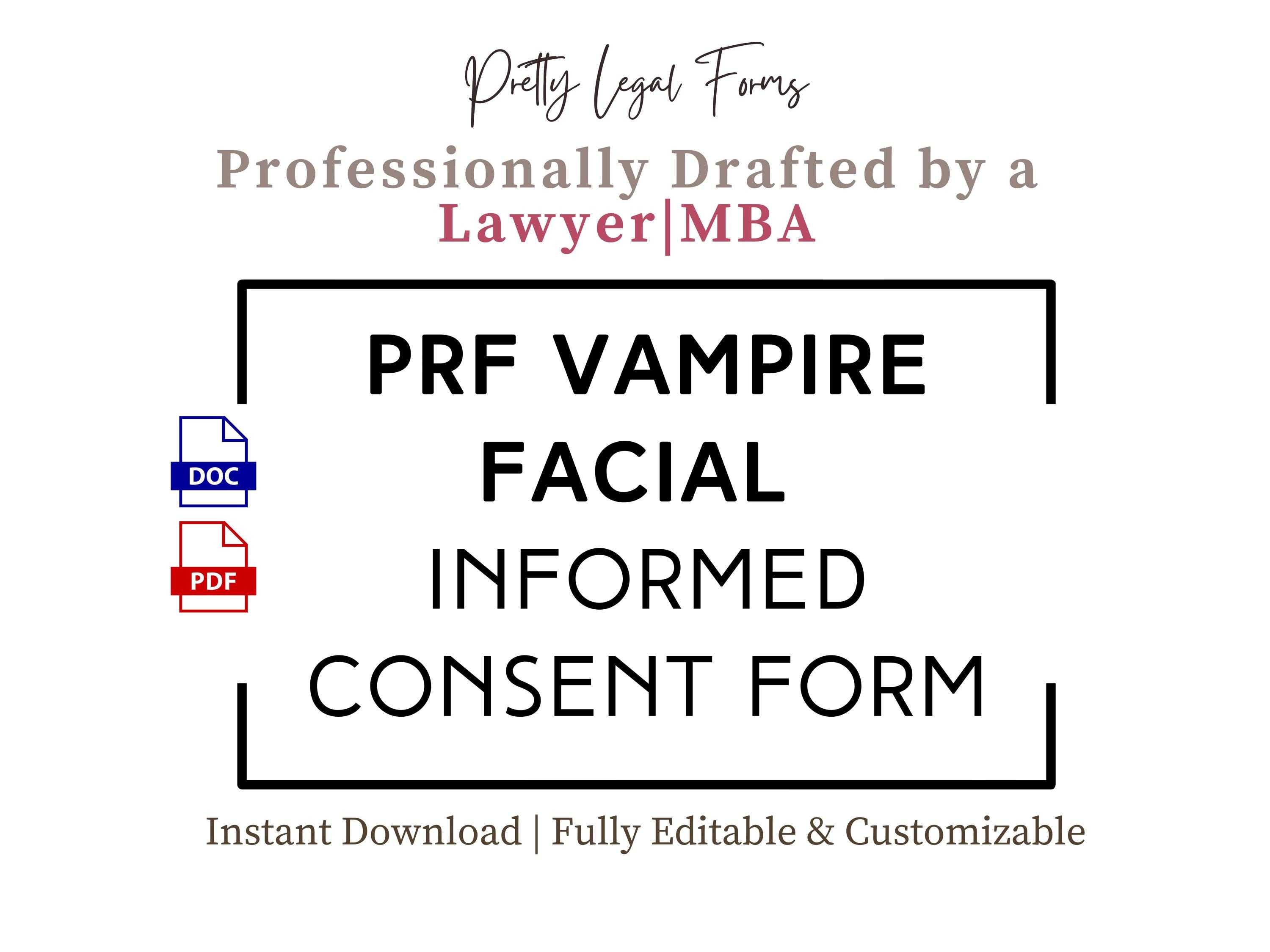 PRF Informed Consent Platelet Rich Fibrin Vampire Facial Consent PRF ...