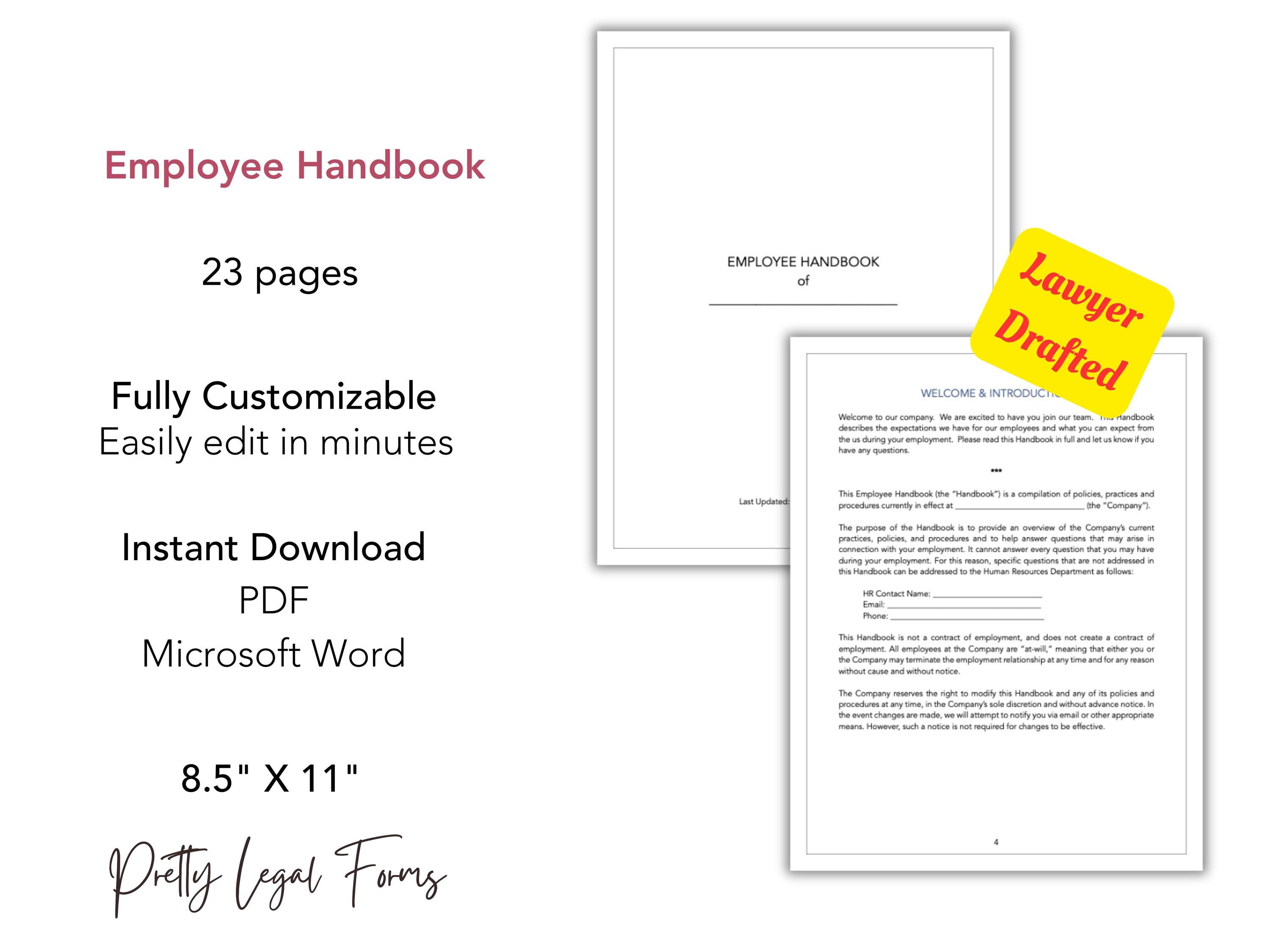 Employee Handbook Template Basic Employee Manual New Employee ...