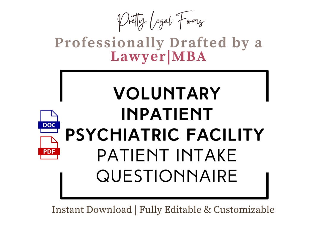 Inpatient Psychiatry Patient Intake Forms Mental Health Retreat Client ...