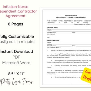 Infusion Nurse Independent Contractor Agreement IV Therapy Nurse 1099 ...