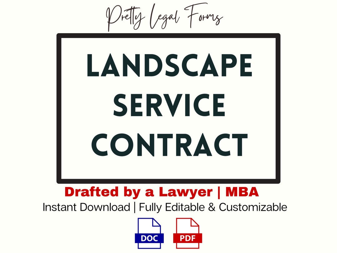 Landscape Contract, Landscaping Service Agreement, Lawn Care Contract ...