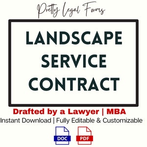 Landscape Contract, Landscaping Service Agreement, Lawn Care Contract ...