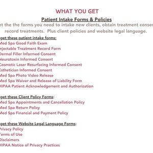 Medical Spa Forms Startup Bundle Med Spa Template Medical Spa Hiring ...