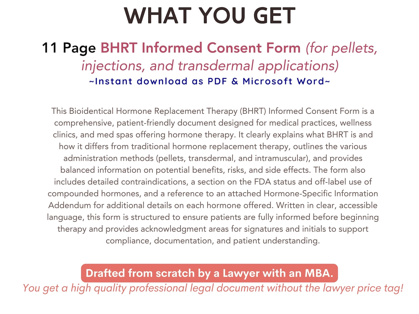 BHRT Consent Form, Bioidentical Hormone Replacement Therapy Informed ...