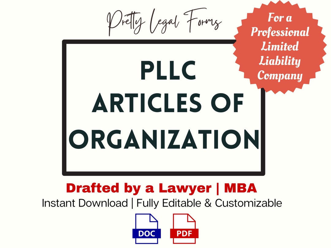 PLLC Articles of Organization Editable Template, Professional Limited ...